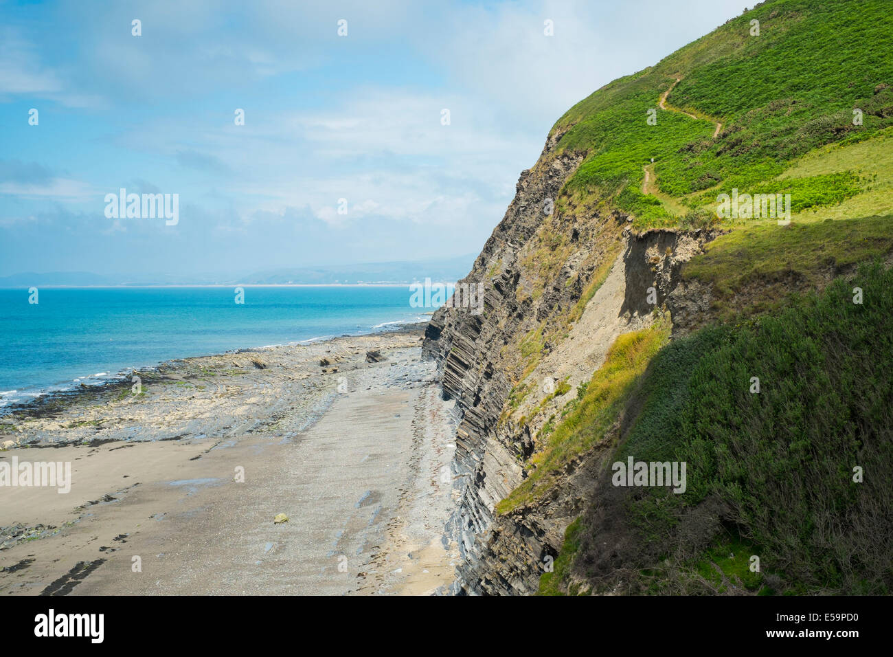 The Wales Coast Path and coastline between Borth and Aberystwyth ...