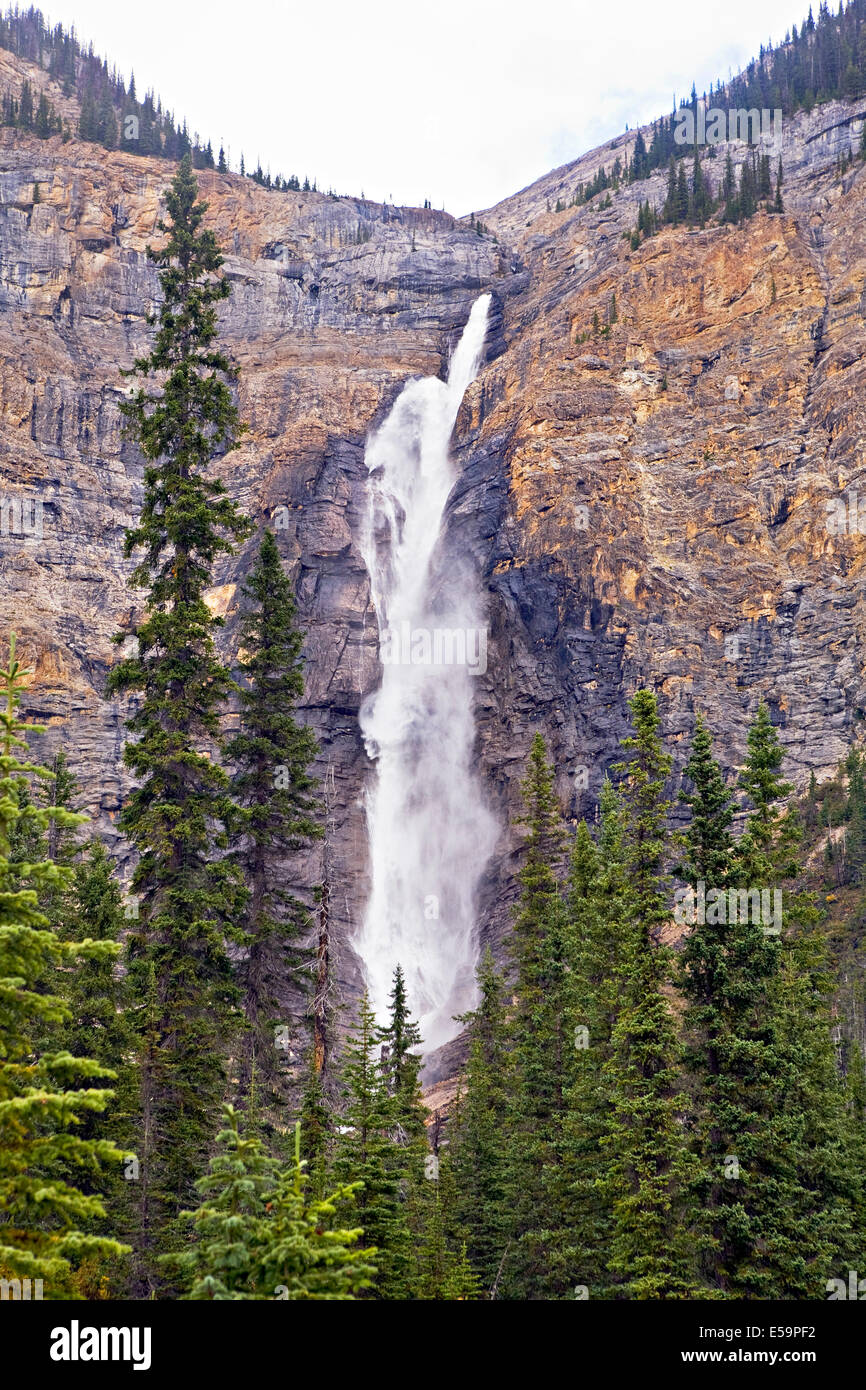 Mountain glacial runoff feeds Takakkaw Falls in Yoho National Park ...