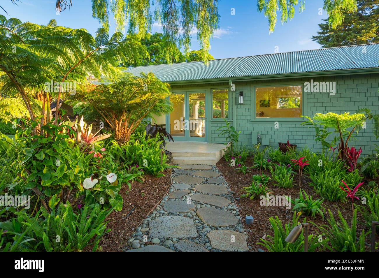 Beautiful garden path to luxury estate home Stock Photo - Alamy
