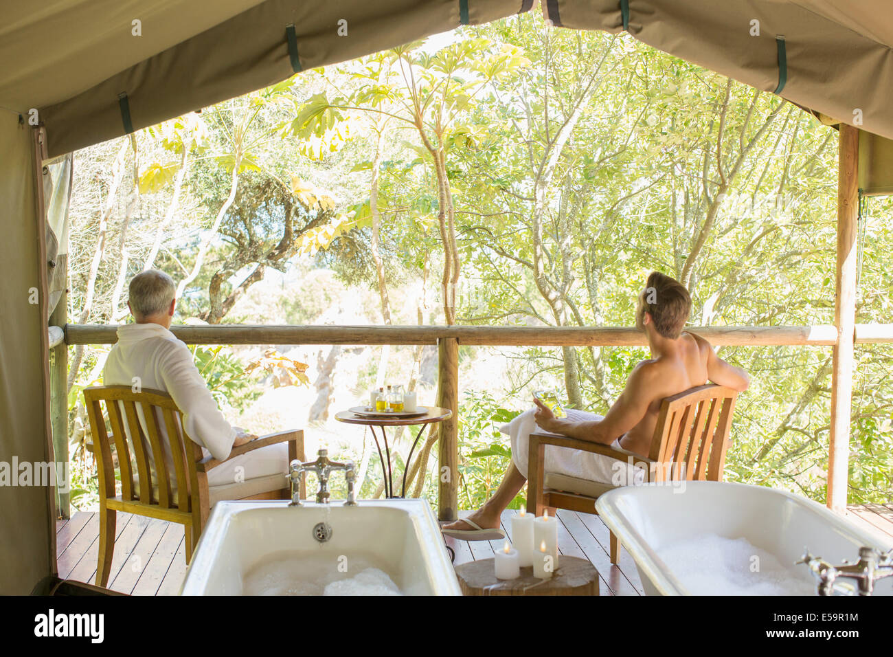 Men relaxing together at spa Stock Photo - Alamy