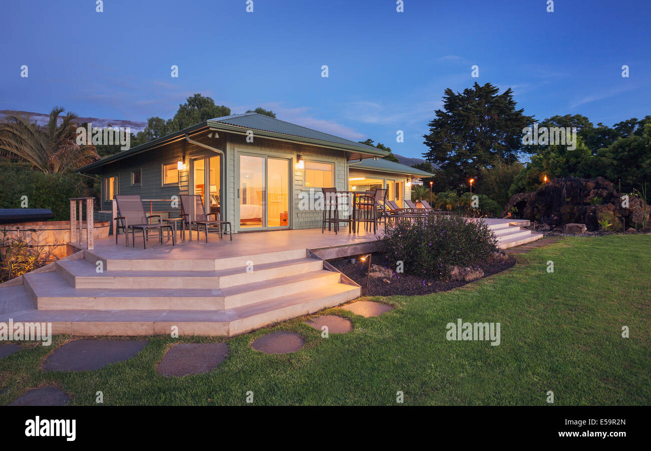 Beautiful home at sunset Stock Photo - Alamy