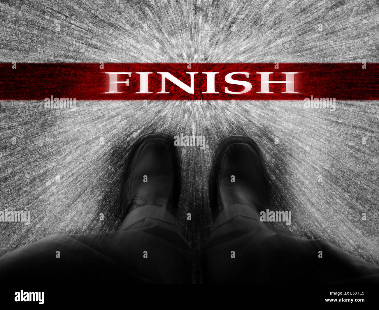 Speedy Finish line with businessman wearing dress shoes as metaphor for ...