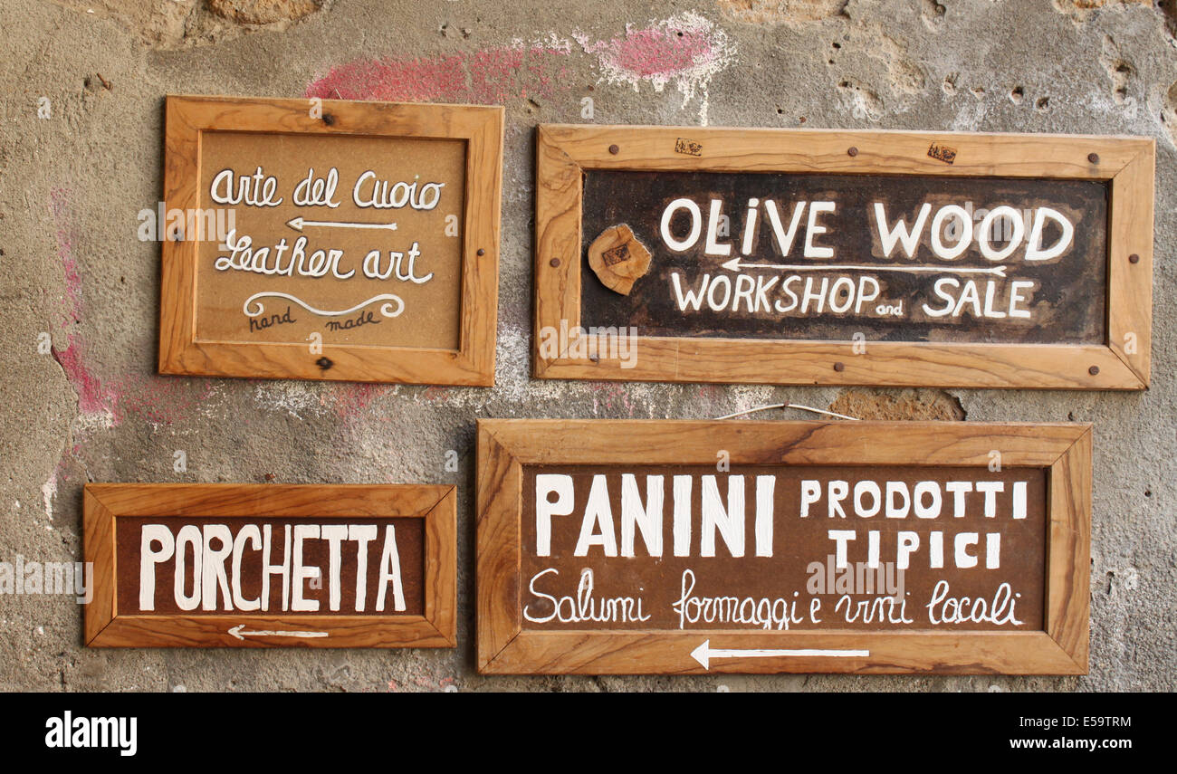 A signboard with a list of Tuscan and Italian typical food Stock Photo ...