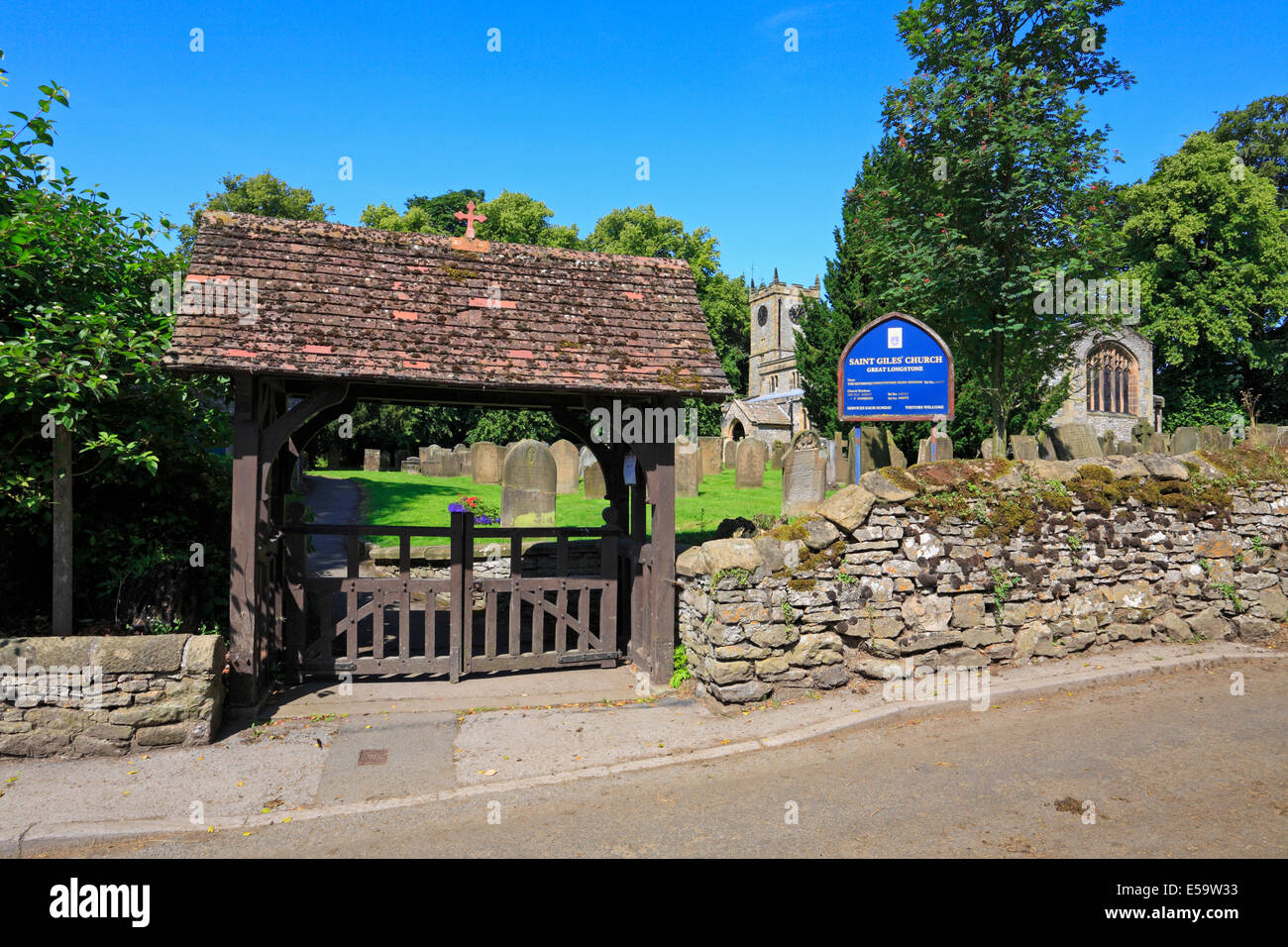 Lych Gate at St Giles Church, Great Longstone, Derbyshire, Peak ... Lych Gate at St Giles Church, Great Longstone, Derbyshire, Peak ...
