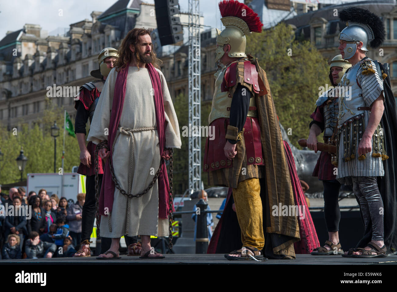 Passion of Jesus on Trafalgar Square in London Stock Photo - Alamy