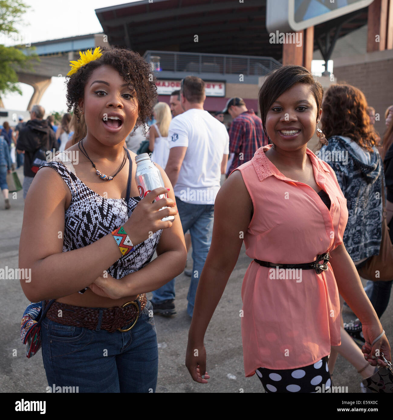People at Summerfest, a music festival, in Milwaukee, Wisconsin, USA ...