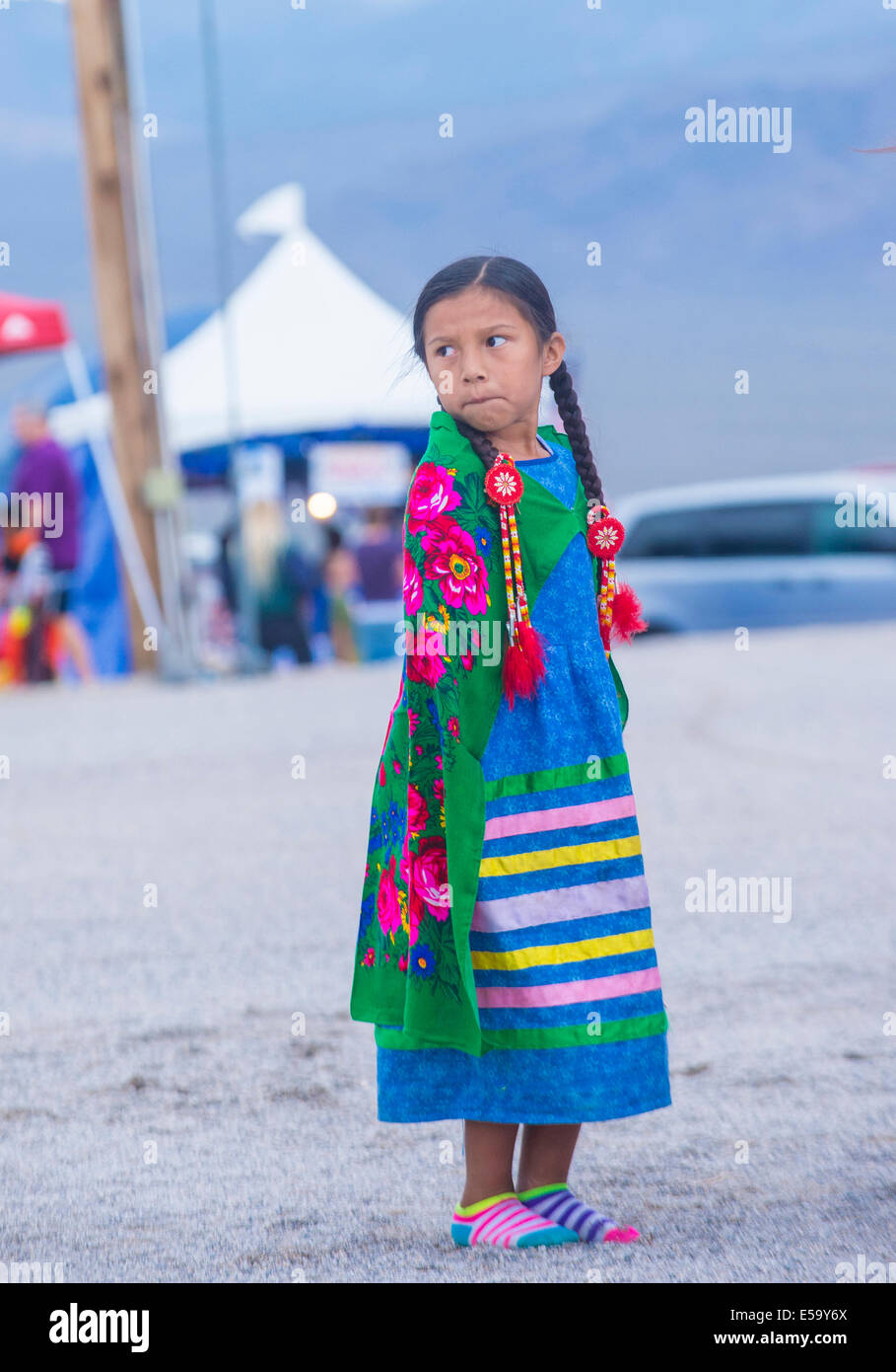 Native American girl takes part at the 25th Annual Paiute Tribe Pow Wow ...