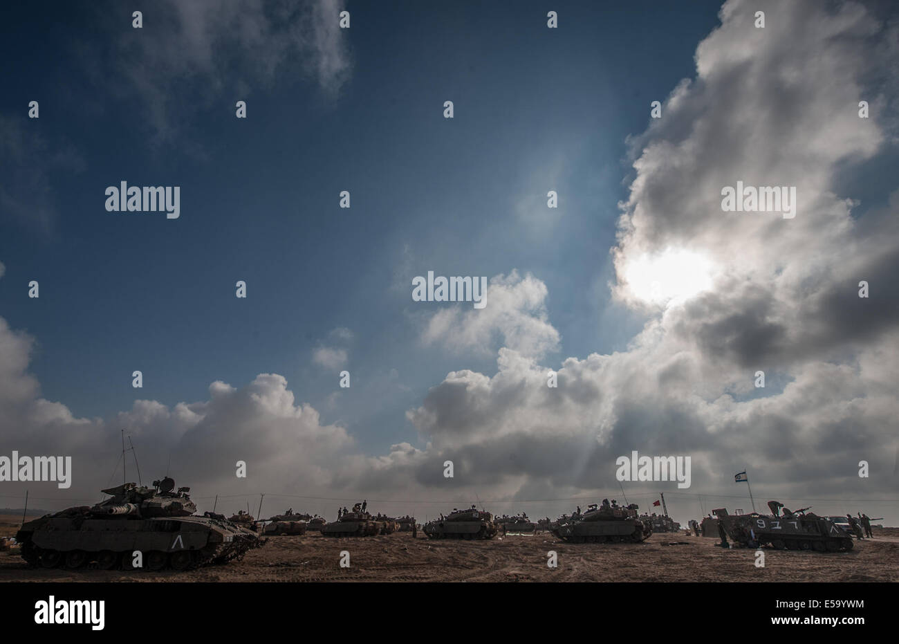 South Israel. 24th July, 2014. Armored vehicles are deployed in ...