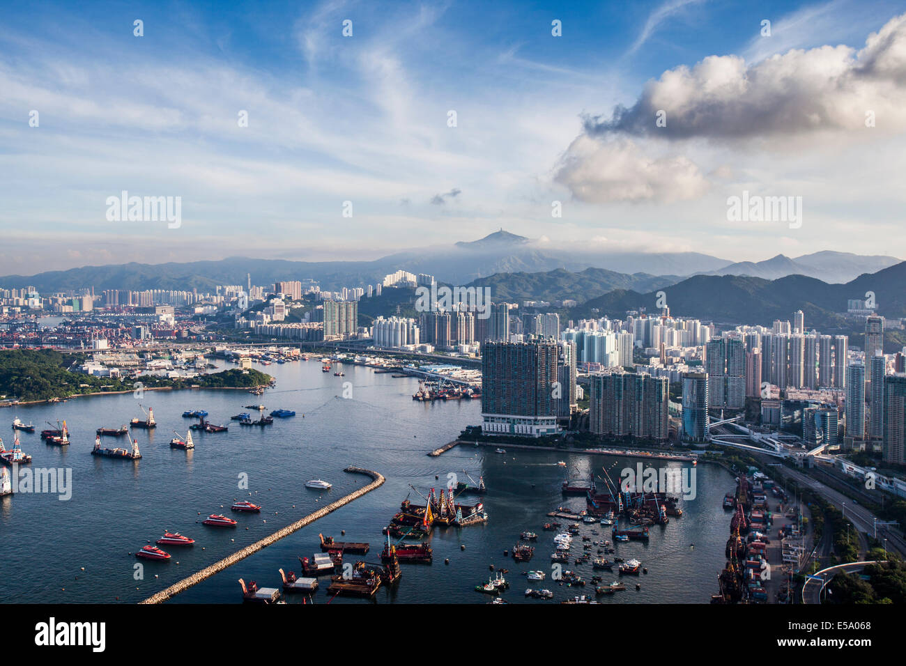 View looking North from Kowloon in Hong Kong towards the New ...