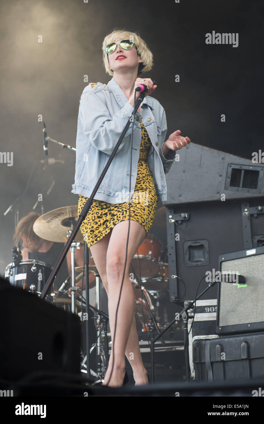 London, Ontario, Canada. 24th July, 2014. LEAH FAY of July Talk perform ...