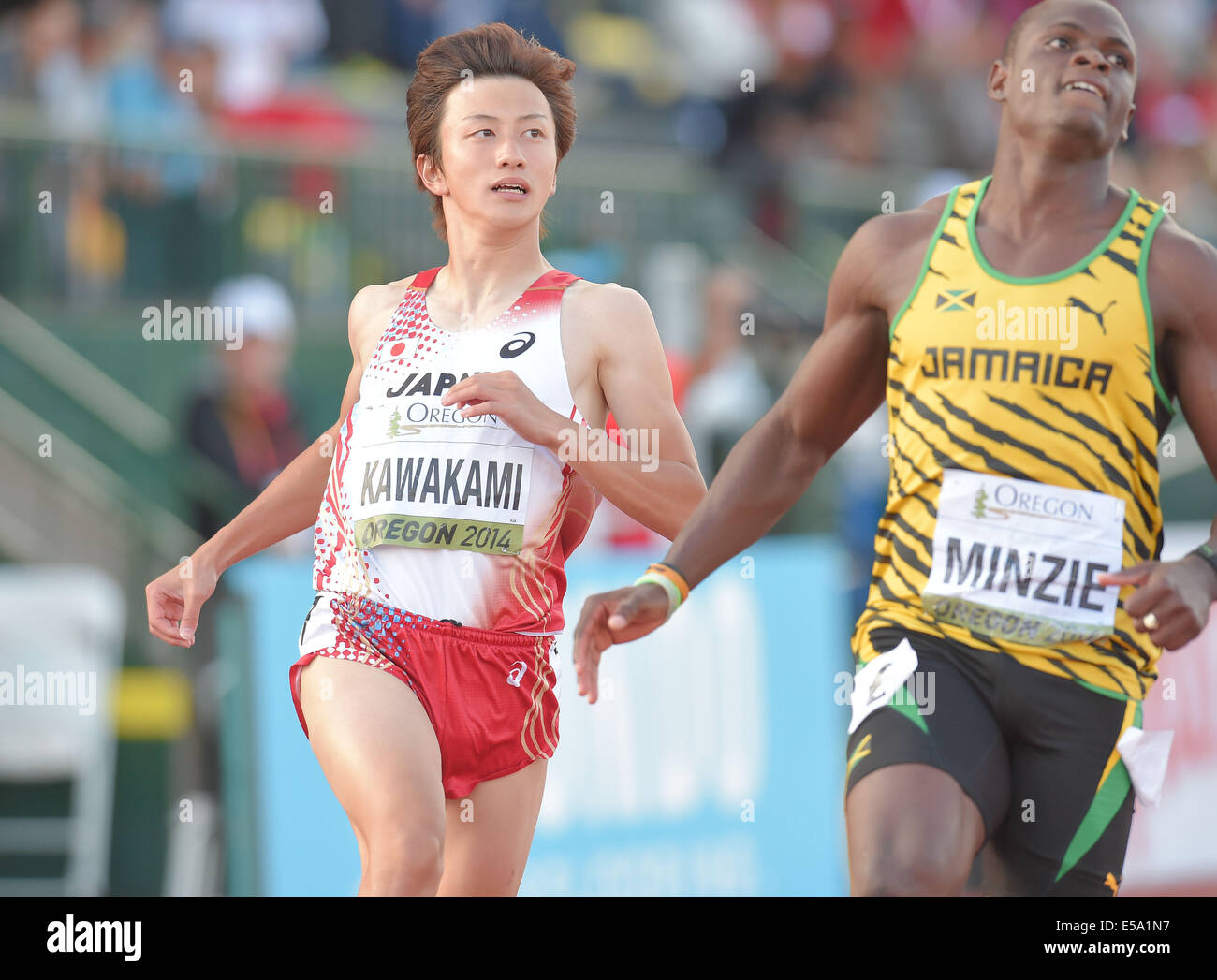 Eugene, Oregon, USA. 23rd July, 2014. Takuya Kawakami (JPN), Jevaughn ...
