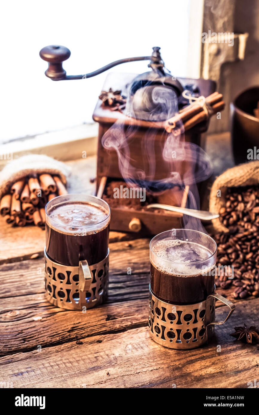 Smell of freshly brewed coffee Stock Photo - Alamy