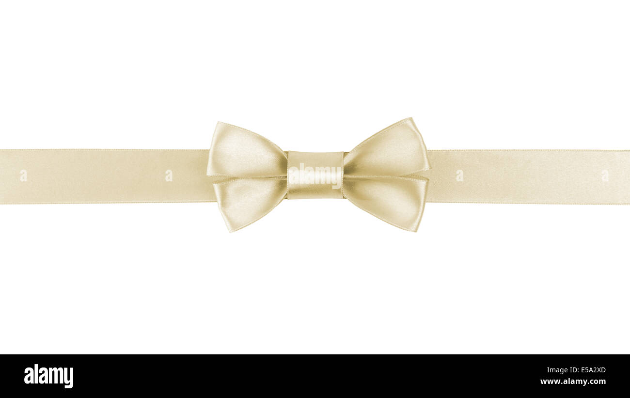 horizontal border with champagne color ribbon bow, isolated on white ...