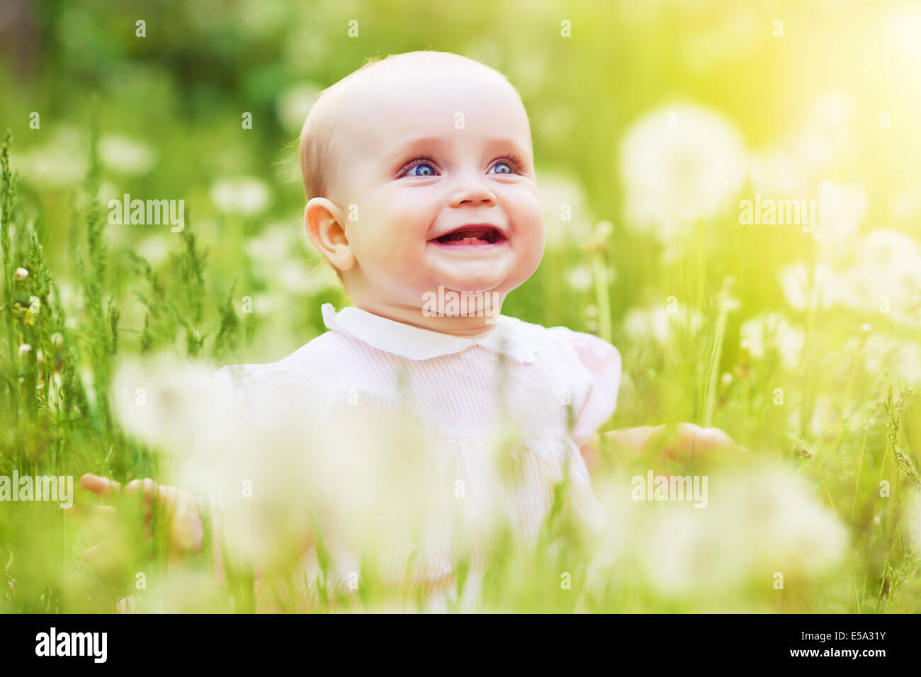 happy cute child on the field Stock Photo - Alamy