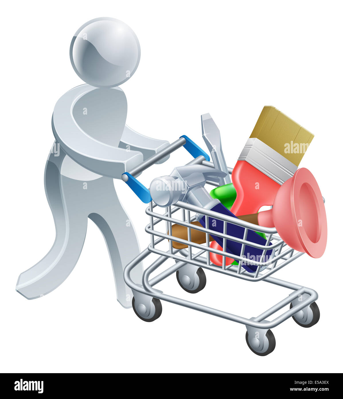 Person pushing a shopping cart trolley full of tools Stock Photo - Alamy