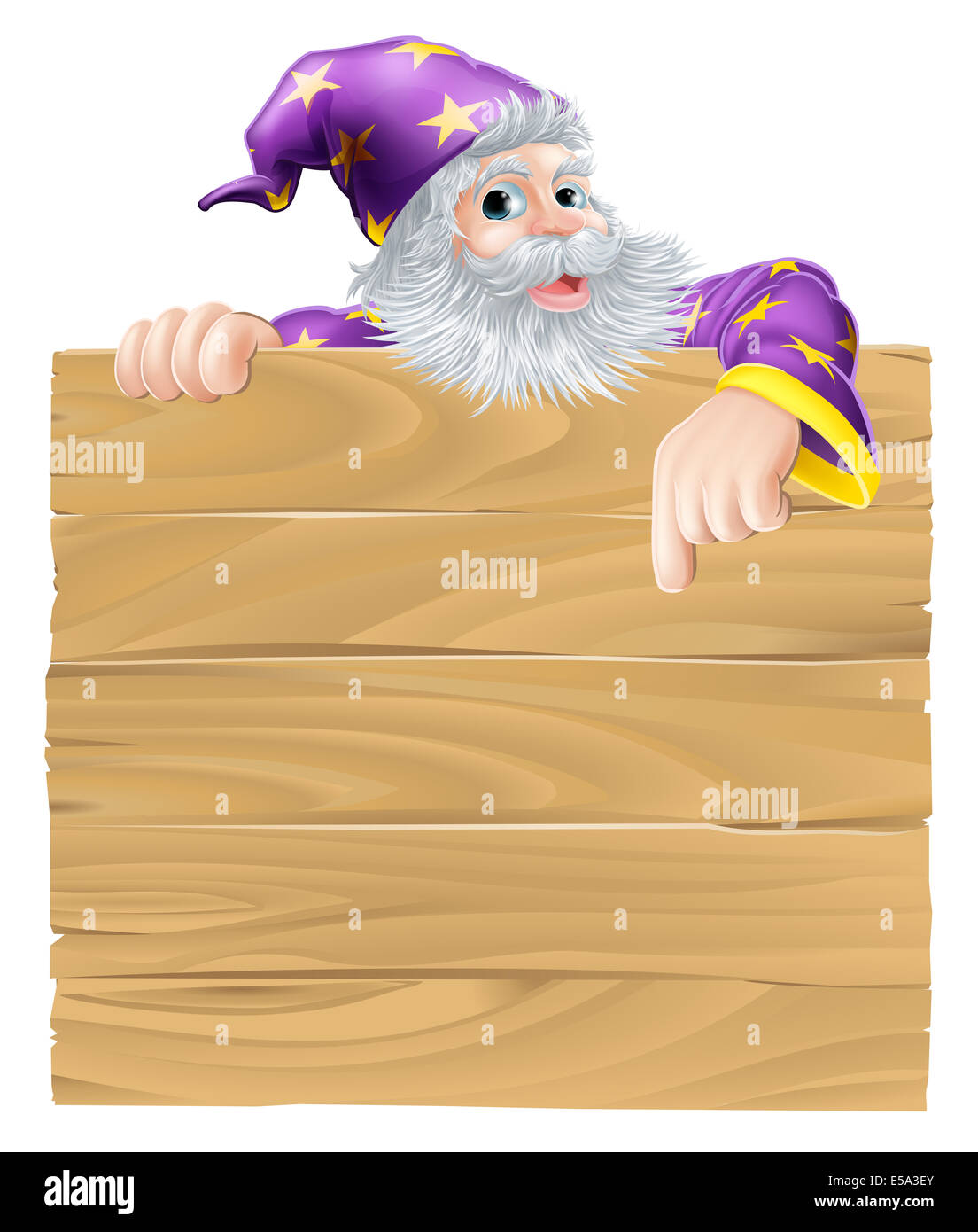 Cartoon sign and wizard illustration of an older wizard man peeping ...