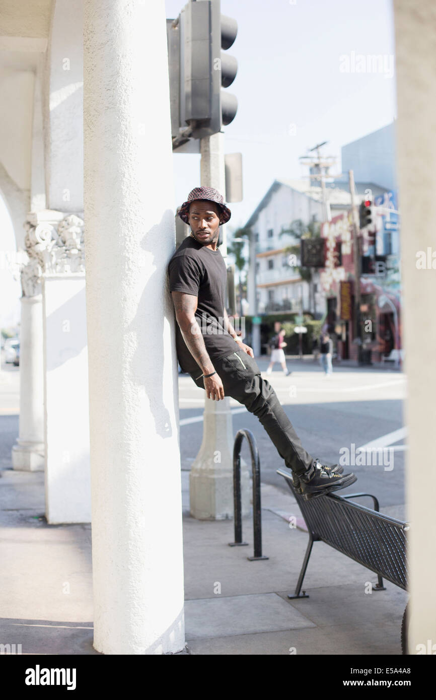 African American man standing on city street Stock Photo - Alamy