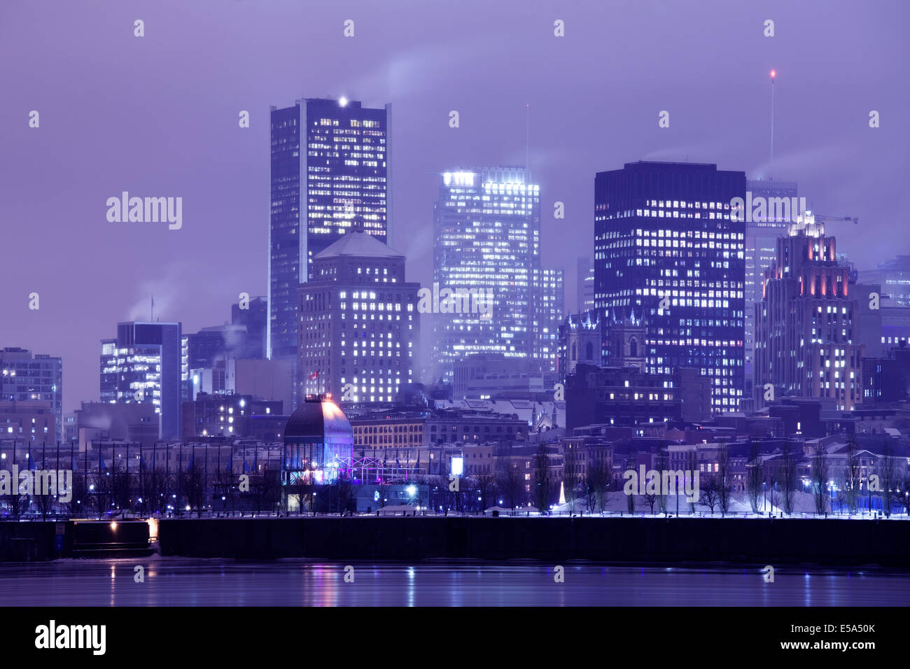 Montreal city skyline lit up at night, Quebec, Canada Stock Photo - Alamy