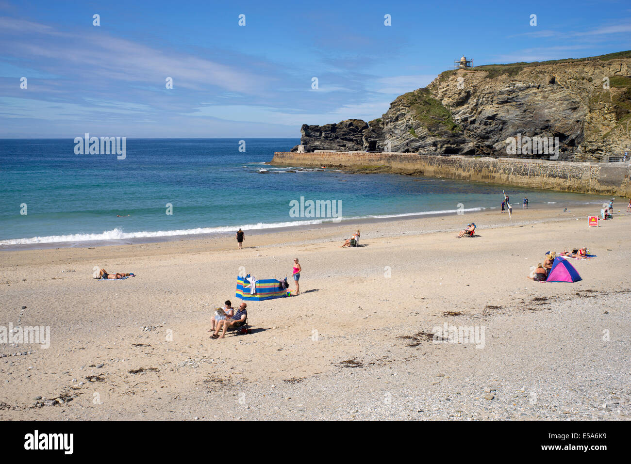 Portreath beach and pier in Cornwall England Stock Photo - Alamy