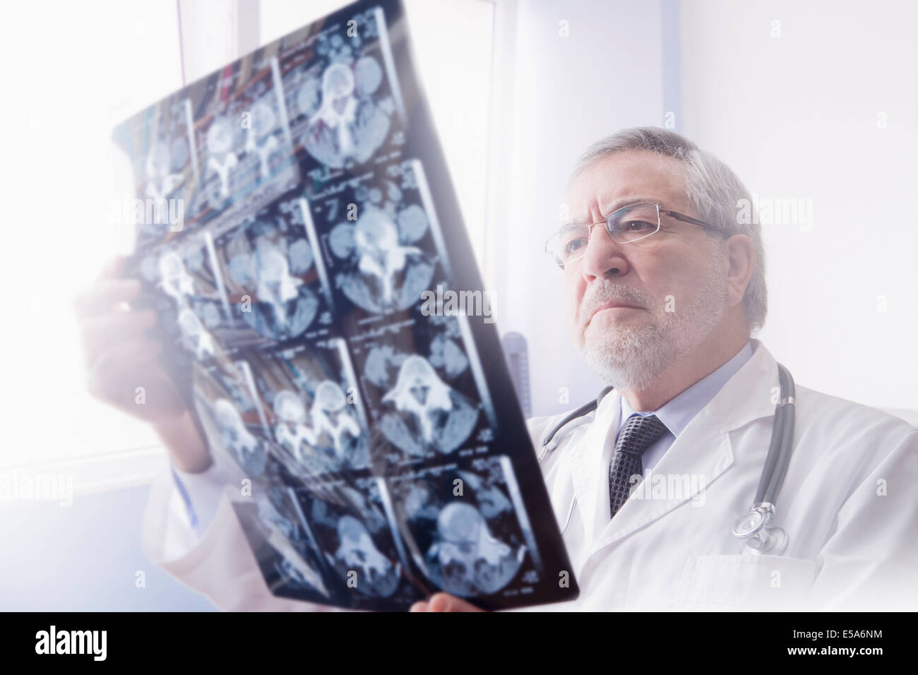 Hispanic doctor reading x-rays in hospital Stock Photo - Alamy