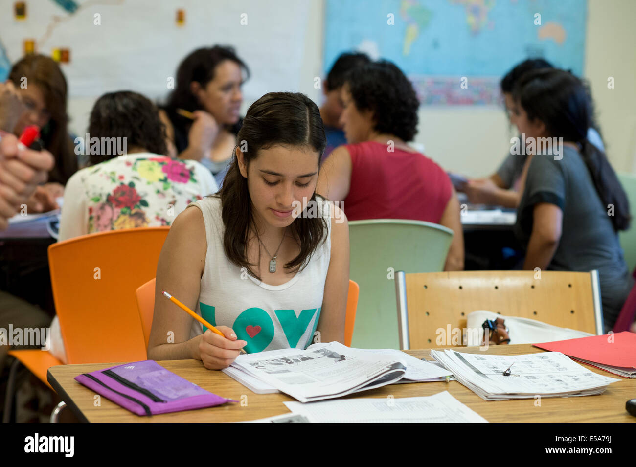 Adult students in English as a Second Language (ESL) class for non ...