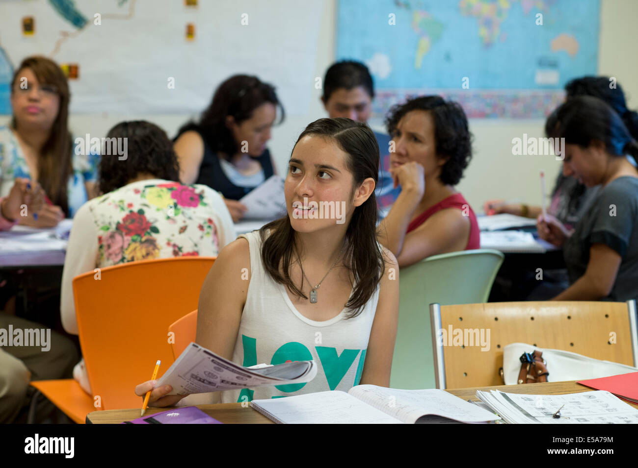Adult students in English as a Second Language (ESL) class for non ...