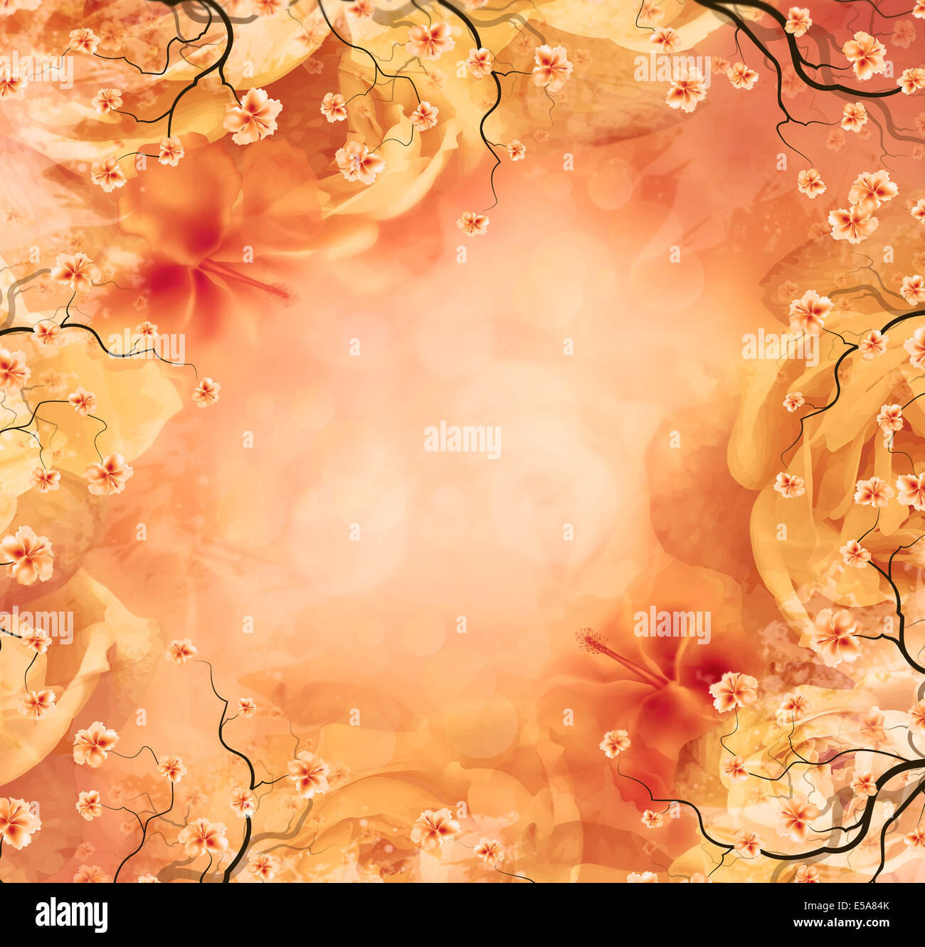 Bright Autumn Background With Flowers Stock Photo - Alamy