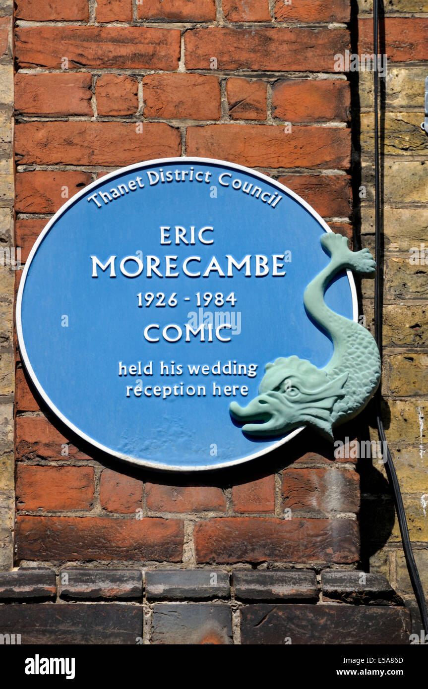 Margate, Kent, England, UK. Blue Plaque on the wall of the Bull's Head ...