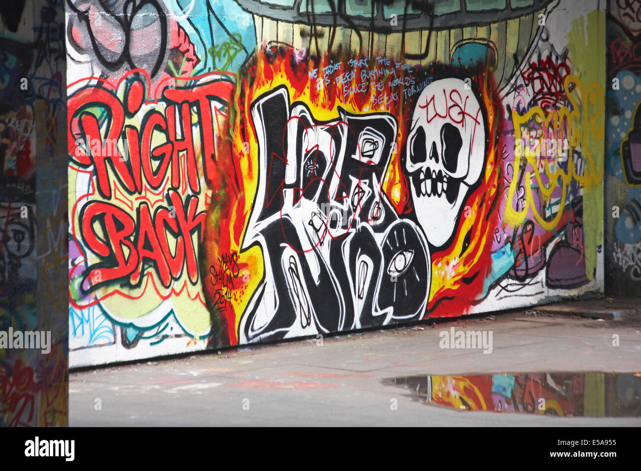 colourful graffiti at Southbank London in July Stock Photo - Alamy