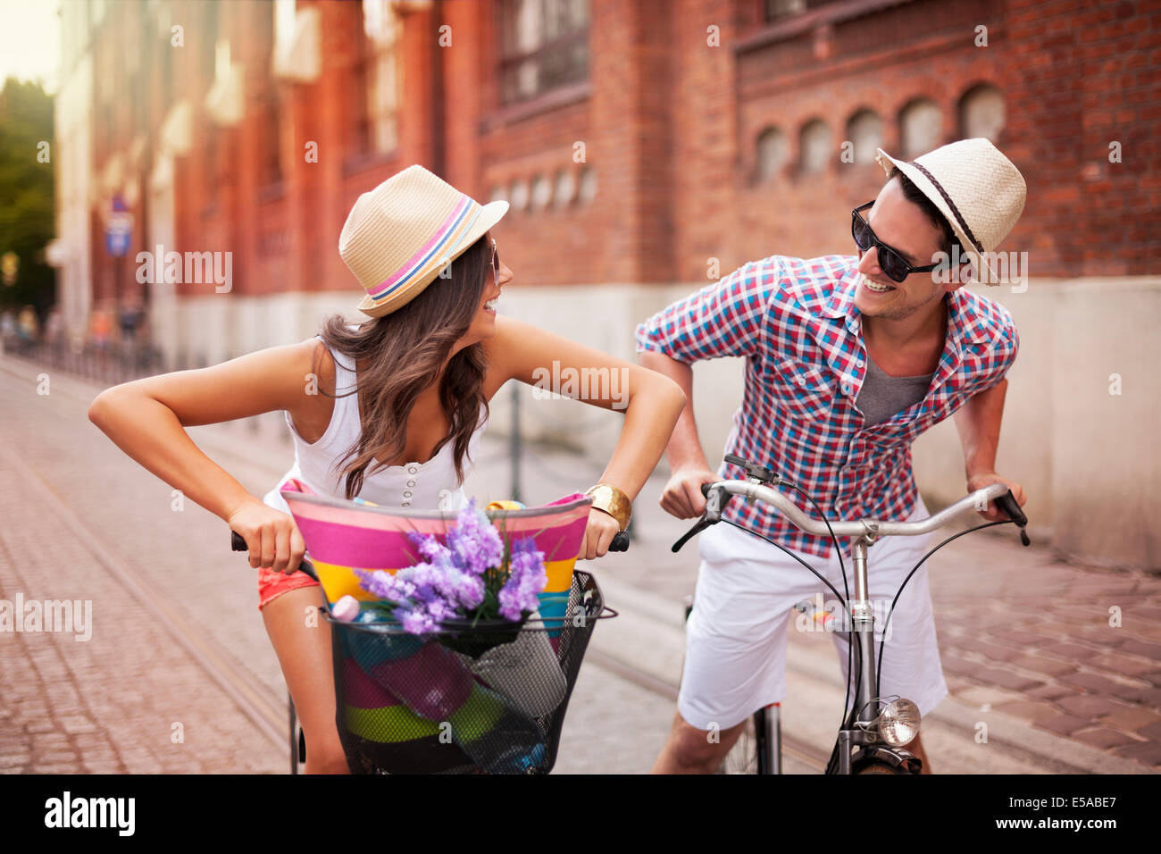Poland street woman on bicycle hi-res stock photography and images - Alamy
