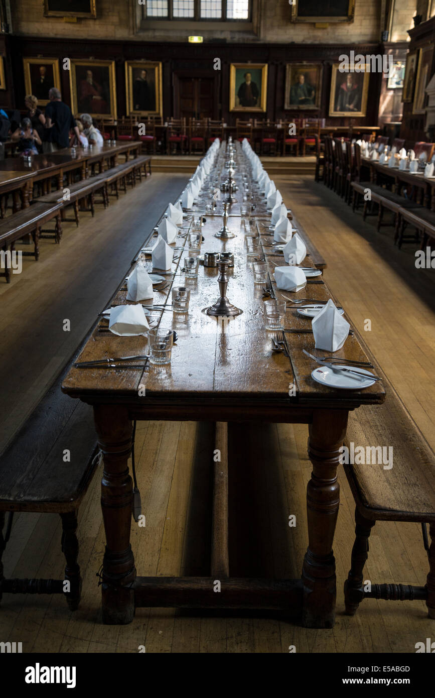 Interior of the Hall with set out tables, Balliol College, Oxford ...