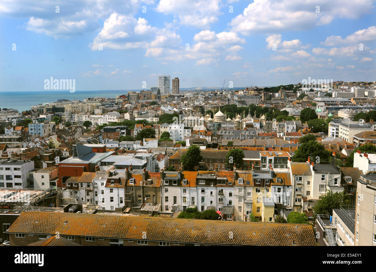 View across the city skyline of Brighton with the Royal Pavilion ...
