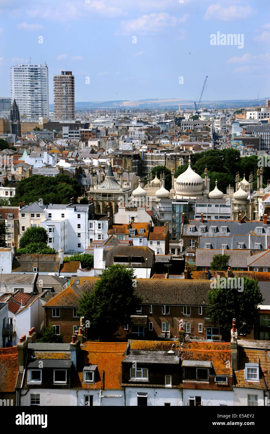 View across the city skyline of Brighton with the Royal Pavilion ...