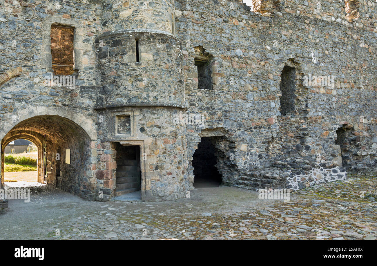 BALVENIE CASTLE INTERIOR NEAR DUFFTOWN SCOTLAND SHOWING MASSIVE IRON ...