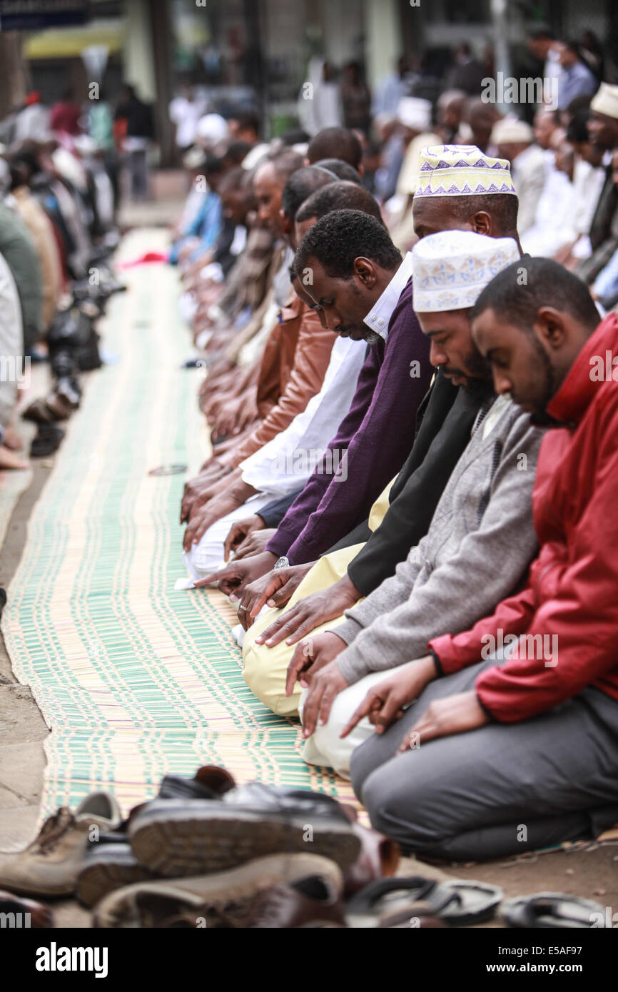 Nairobi, Kenya. 25th July, 2014. Kenyan Muslims Faithfull kneel for ...