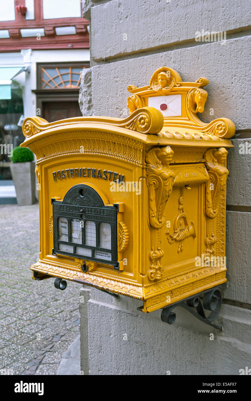 Old yellow post box, photo taken in Limburg, Germany Stock Photo - Alamy