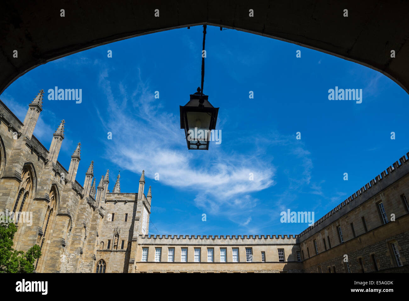 New College, lamp hanging above Porter's Lodge, Oxford, England, UK ...