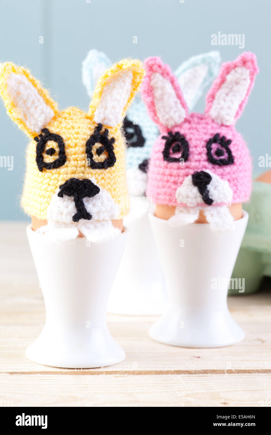 crochet rabbits for Easter egg decorations Stock Photo - Alamy