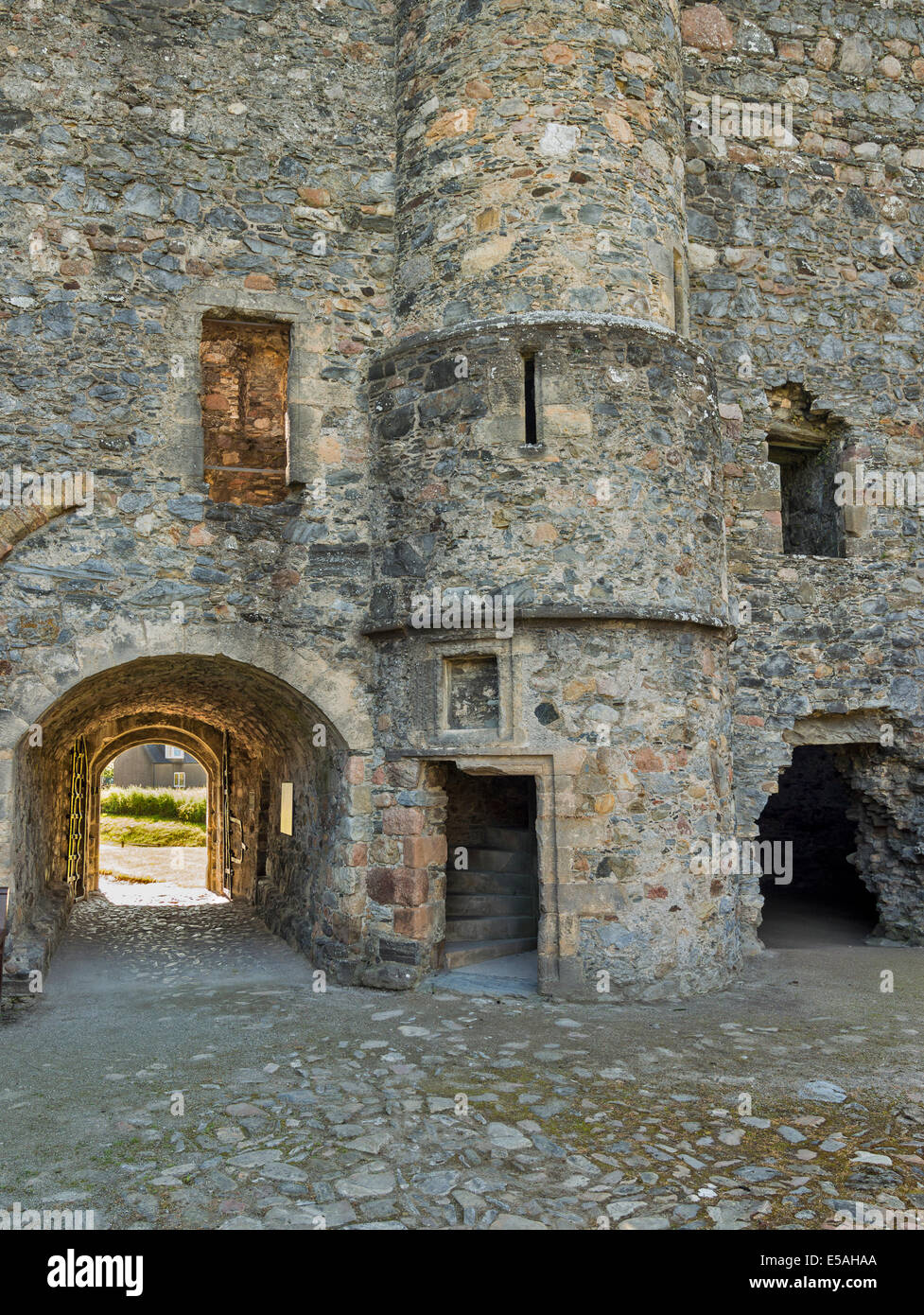 BALVENIE CASTLE NEAR DUFFTOWN SCOTLAND INTERIOR WITH UNIQUE IRON YETT ...