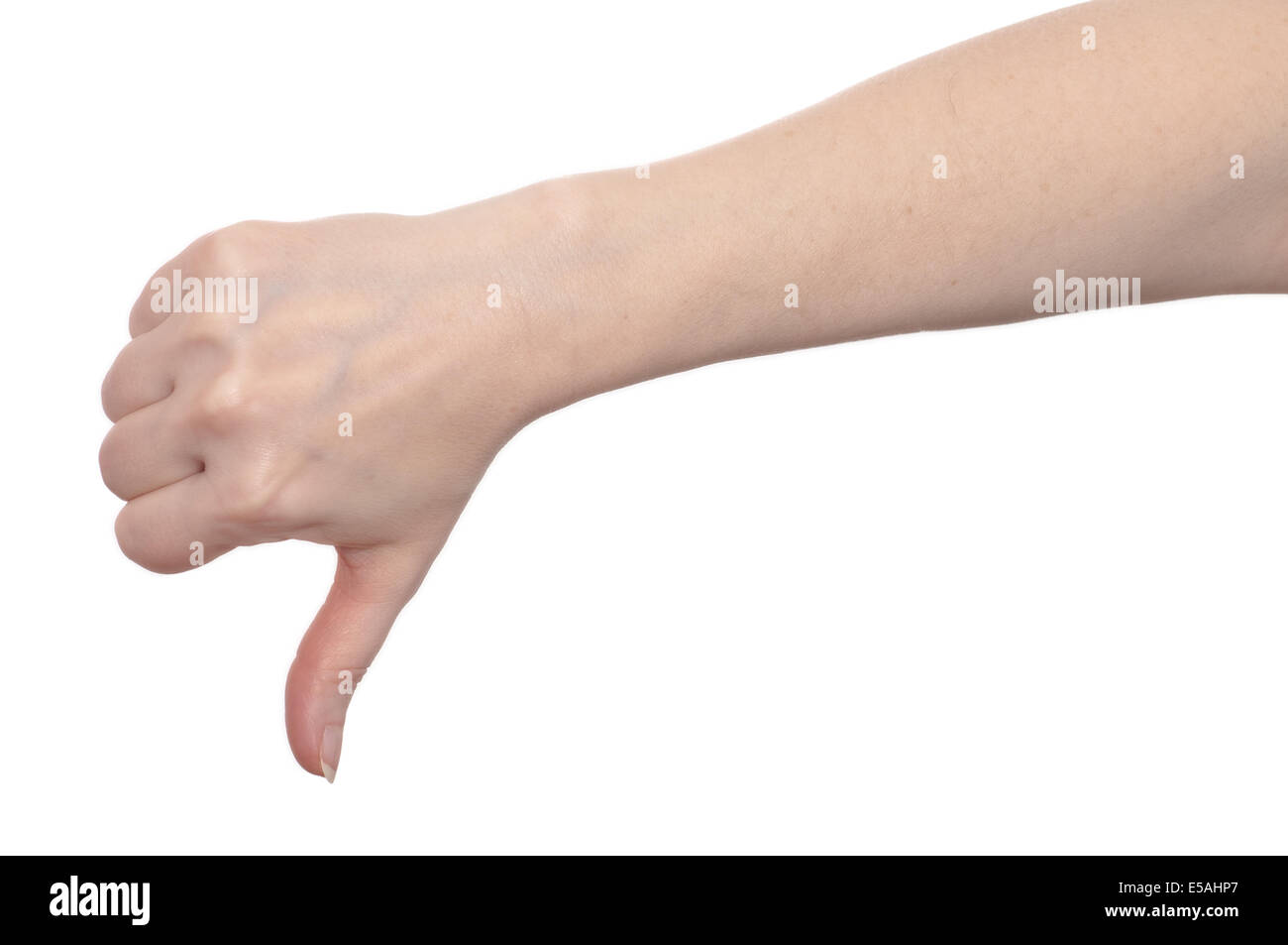 Female thumb is pointing down Stock Photo - Alamy