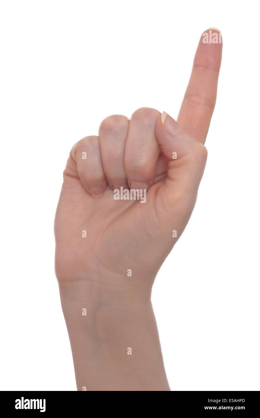 Female hand is stretching the forefinger Stock Photo - Alamy