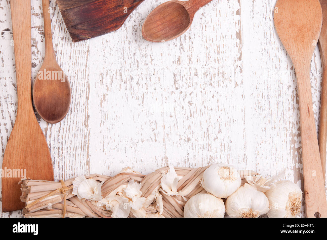 aged white wood background for menu Stock Photo - Alamy