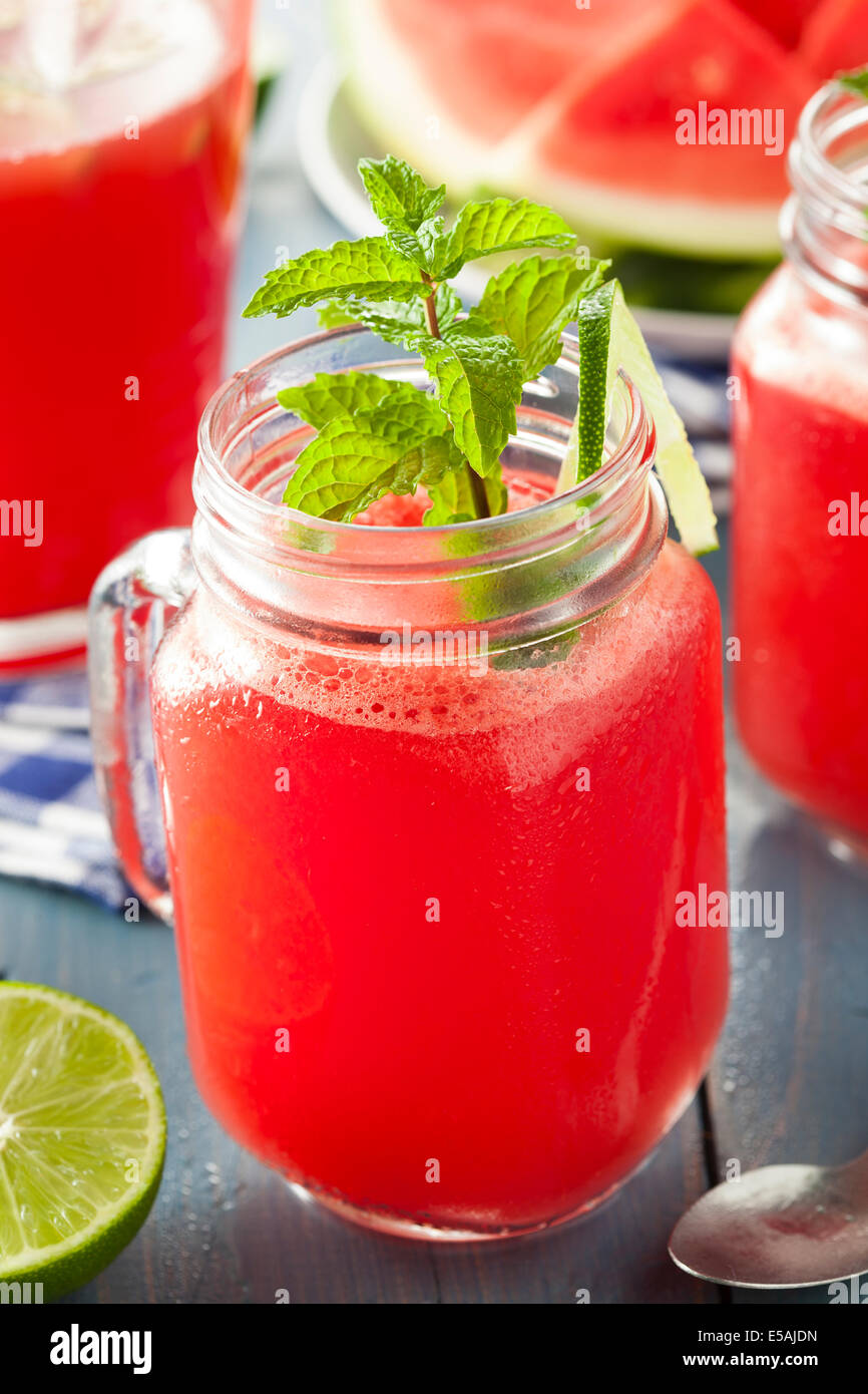 Refreshing Homemade Watermelon Agua Fresca with Lime Stock Photo - Alamy