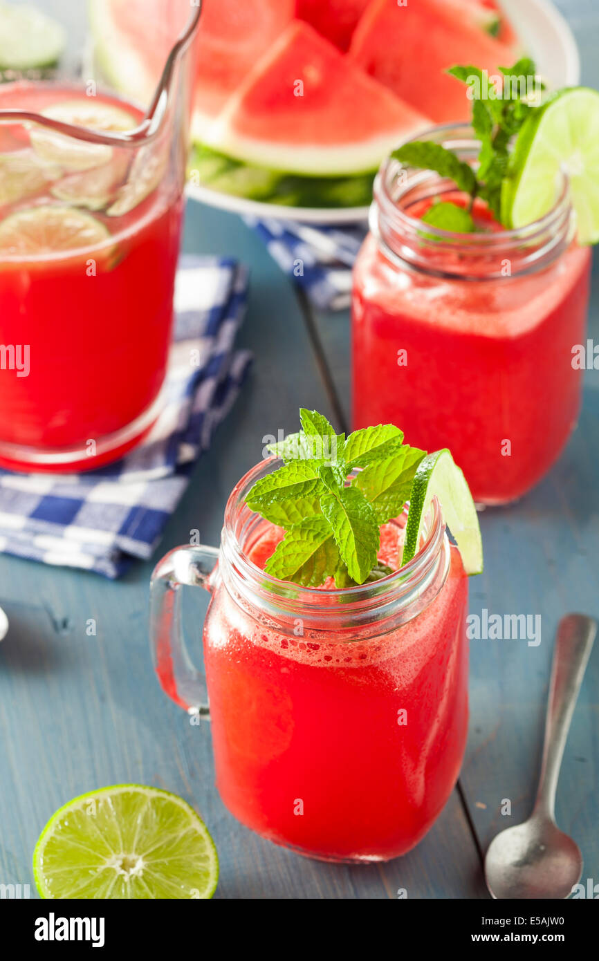 Refreshing Homemade Watermelon Agua Fresca with Lime Stock Photo - Alamy
