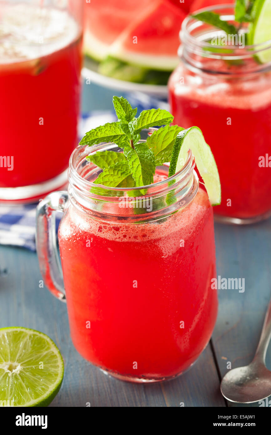 Refreshing Homemade Watermelon Agua Fresca with Lime Stock Photo - Alamy