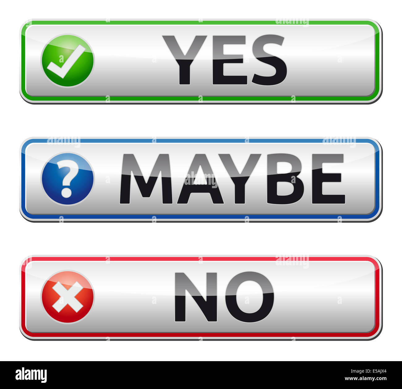 Yes, Maybe, No banners sign with reflection and shadow isolated on ...
