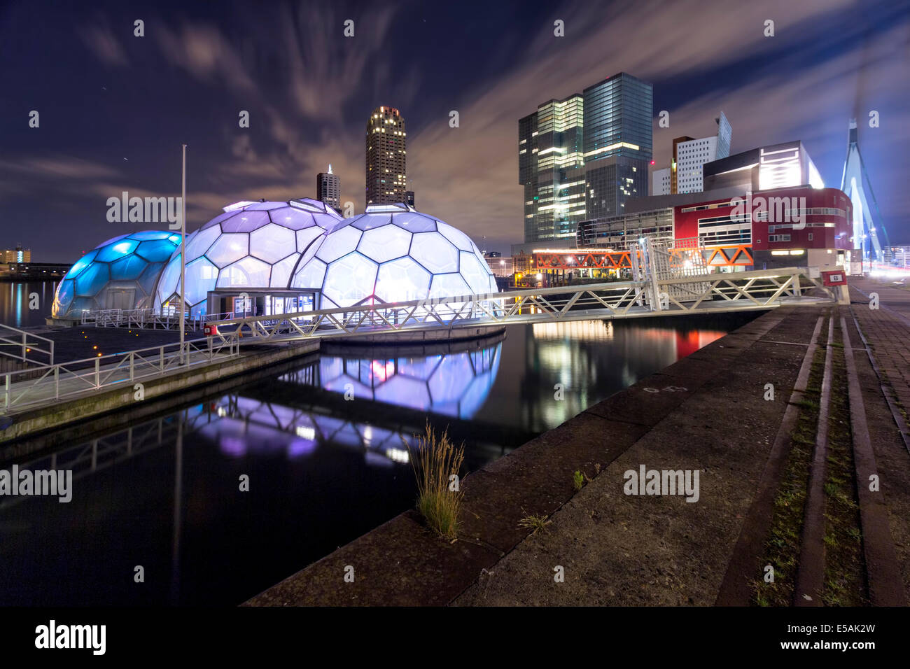 Futuristic lighted balls in Rotterdam at night Stock Photo - Alamy
