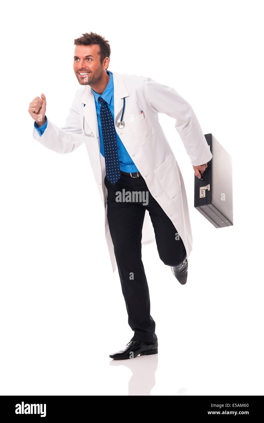 Smiling doctor running to his patients Debica, Poland Stock Photo - Alamy