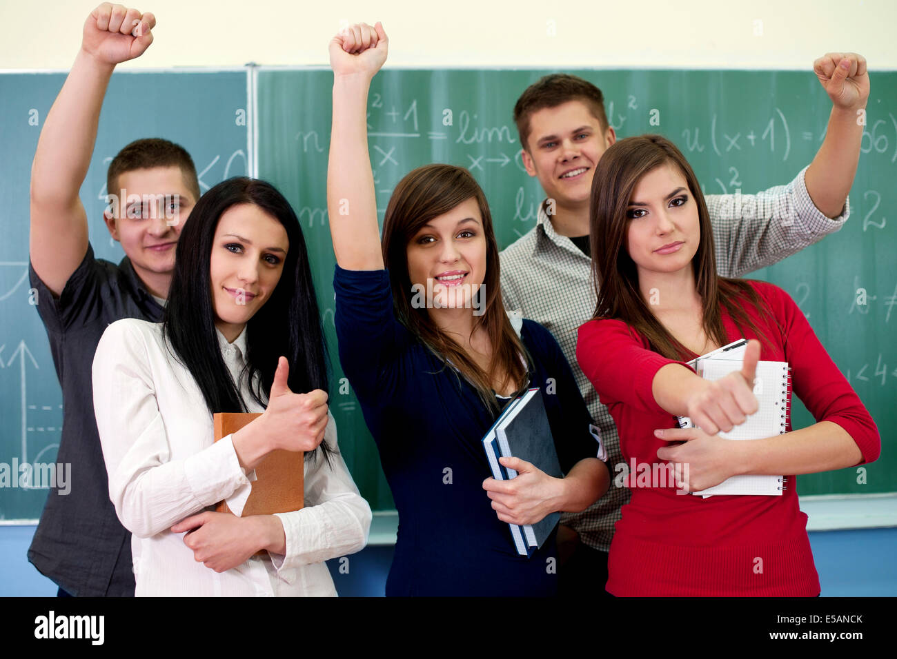 Students cheering classroom hi-res stock photography and images - Alamy