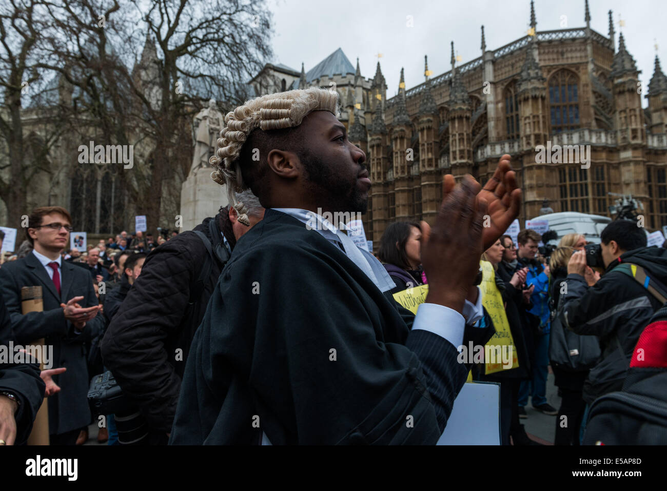 Outraged Lawyers protest destruction of Legal Aid in London Stock Photo ...
